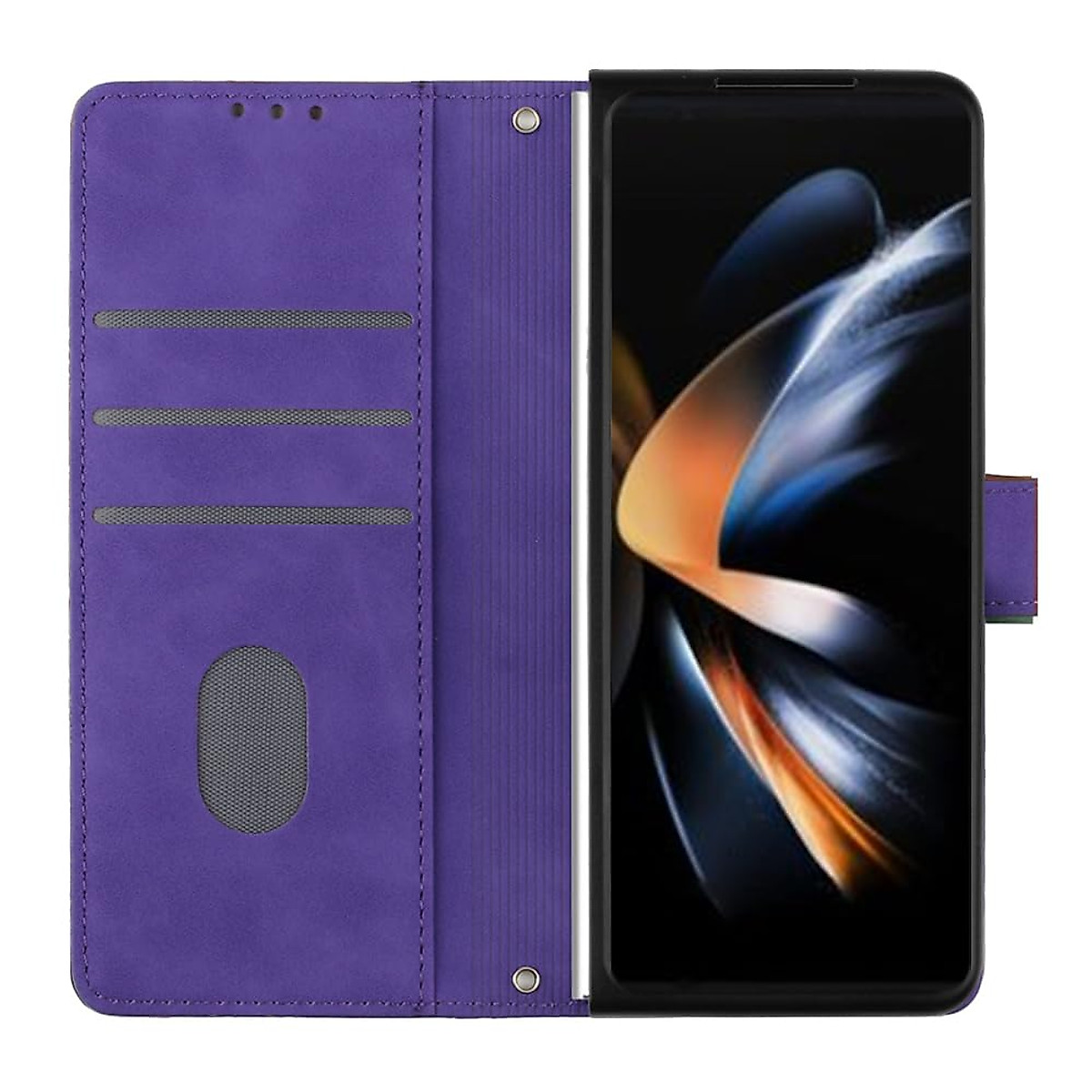 Aikukiki Case for Galaxy Z Fold 5,3D Leather Flip Folio Wallet Cover Magnetic Durable and Slim with Card Holder+Shoulder Layer Strap Phone Case for Samsung Galaxy Z Fold 5 5G,2023 (Purple)
