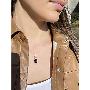 LE VIAN 14k Rose Gold Ribbon Pendant Necklace for Women I 1/4 Carat Vanilla and Chocolate Diamond with 2 Carat Oval Smoky Quartz Necklace (G-H/Brown, VS2-SI1, cttw) 18 Inch Chain with Lobster Claw