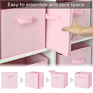 GRANNY SAYS Cube Storage Bins, 11 Inch Storage Cube Organizer, Collapsible Fabric Storage Cubes with Handle, Closet Baskets for Organization, Shelf Basket for Shelves, Pink, 6-Pack