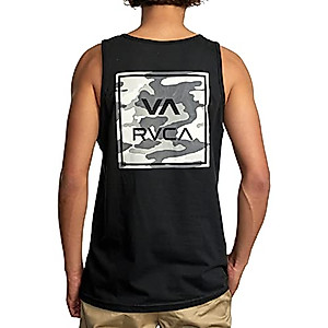 RVCA Men's Graphic Sleeveless Tank Top Shirt, VA ATW Fill/Black, Large