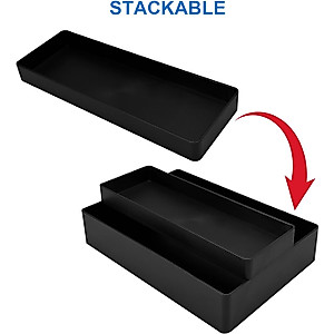Amazon Basics Plastic Desk Organizer - Half Accessory Tray, Black