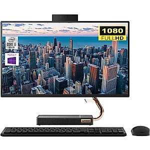 Lenovo IdeaCentre 5 23.8" FHD All-in-One Desktop, Intel Core i5-10400T Processor, 16GB RAM 1TB SSD, WiFi 6, Bluetooth, Webcam, Wireless Keyboard & Mouse, Windows 10 pro, Black