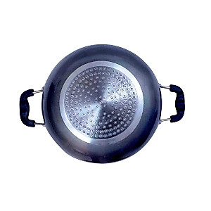 Induction Base Non Stick Aluminum Deep Kadai with Glass Lid All Purpose Pan Flat Bottom Deep Fry Pan Cookware Non stick Frying Pan (2.2 ltr)