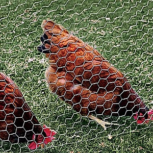 Qlvily Chicken Wire 13.7" x 393.7" Poultry Wire Netting, Hexagonal Galvanized Mesh Garden Fence Barrier, Pet/Rabbit/Chicken Wire Fencing, with 100 PCS Cable Zip Ties