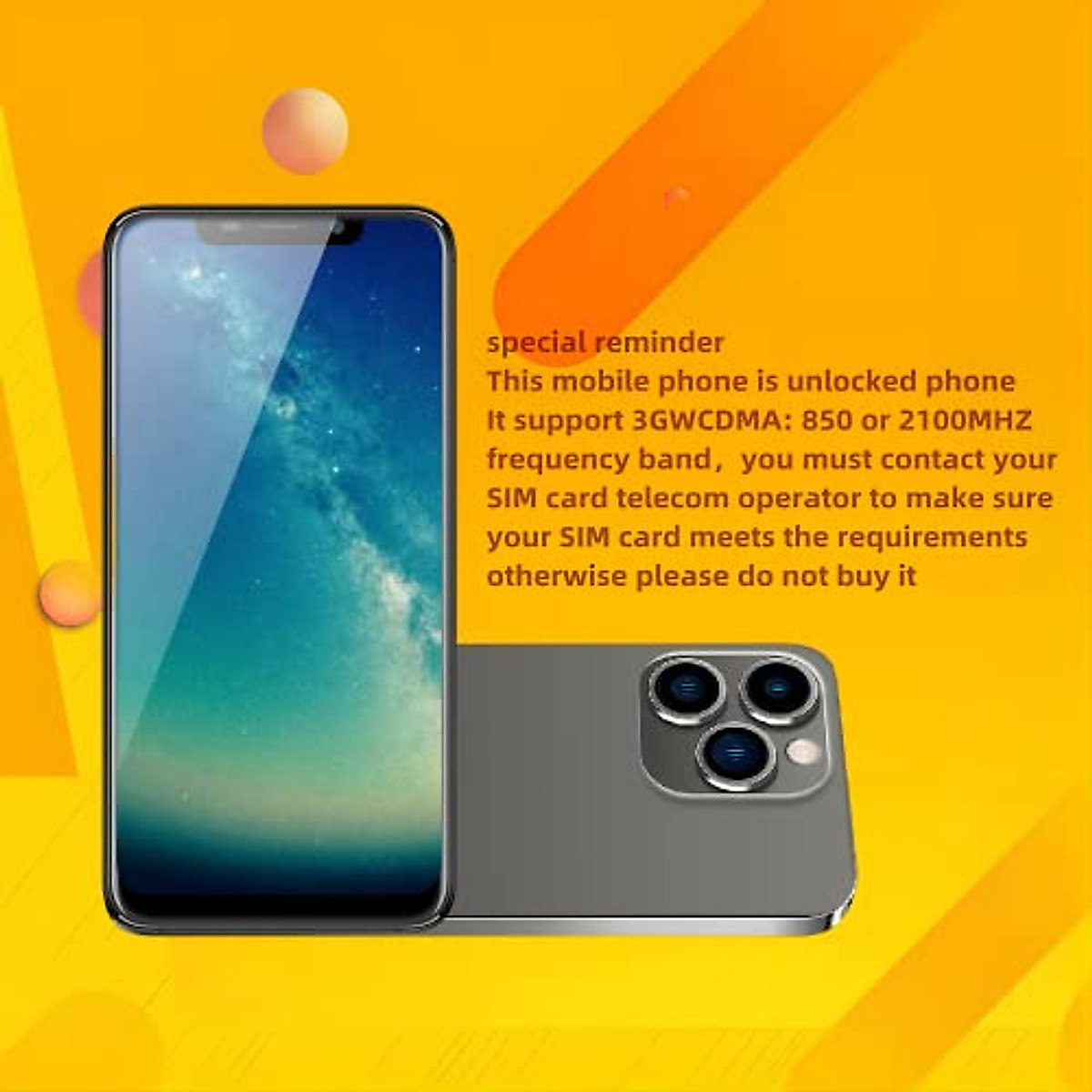 aderroo 1GB RAM 16GB ROM, S22U Android Smartphone, 6.11-inch Screen, Only SIM Cards Supports 3GWCDMA：850 / 2100MHZ，Dual SIM Card，Unlocked Cell Phones（Black）