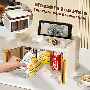 AARAINBOW 4 Pcs Plastic Storage Bins with Lids and Doors, Small Storage Bins Stackable Plastic Storage Boxes Cute, Small Storage Boxes with Lids for Home Dorm Office, 4.2L (S 4 White)