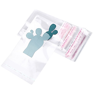 Geyoga 4 Size Clear Plastic Cello Bag Resealable Self Sealing Cellophane Bag for Candy Cookies Decorative Wrapper (240 Pieces)