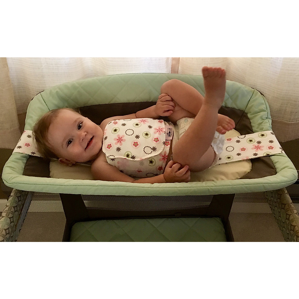 Wiggle Worm Wrap, A Universal Diaper Changing Pad Baby Harness (Pink Garden)