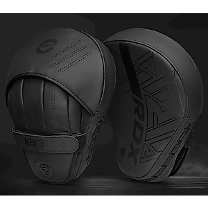 RDX Boxing Pads Curved Focus Mitts, Maya Hide Leather Kara Hook and jab Training Pads, Adjustable Strap Ventilated, MMA Muay Thai Kickboxing Coaching Martial Arts Punching Hand Target Strike Shield