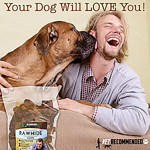 Vet Recommended Premium Beef Rawhide Chips for Dogs (Big 2lb Bag) Thick Fiber & Long Lasting Dog Chew. Made in USA.