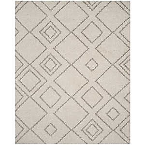 SAFAVIEH Arizona Shag Collection Area Rug - 9' x 12', Ivory & Beige, Moroccan Diamond Design, Non-Shedding & Easy Care, 1.6-inch Thick Ideal for High Traffic Areas in Living Room, Bedroom (ASG744A)