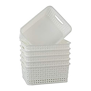 Xowine White Plastic Storage Basket, Set of 6