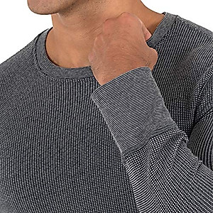Fruit of the Loom Men's Recycled Waffle Thermal Underwear Crew Top (1 and 2 Packs), Black/Greystone Heather, Large