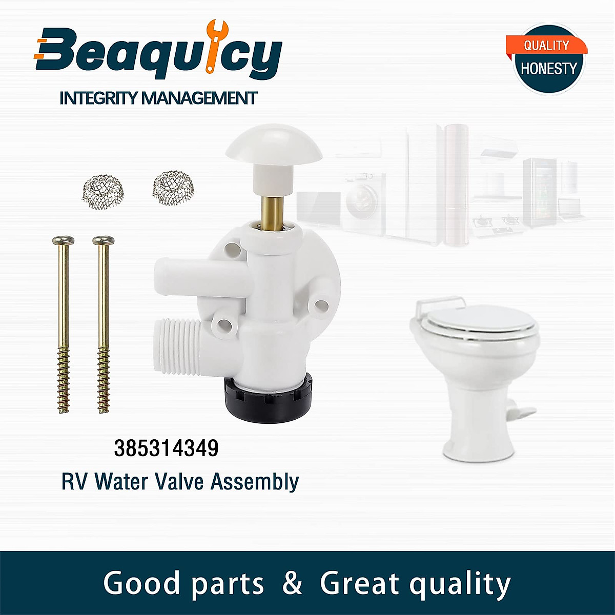Beaquicy 385314349 RV Water Valve Kit Upgraded Toilet Water Valve Assembly Replacement for Dom-etic Sealand VacuFlush Toilet Models