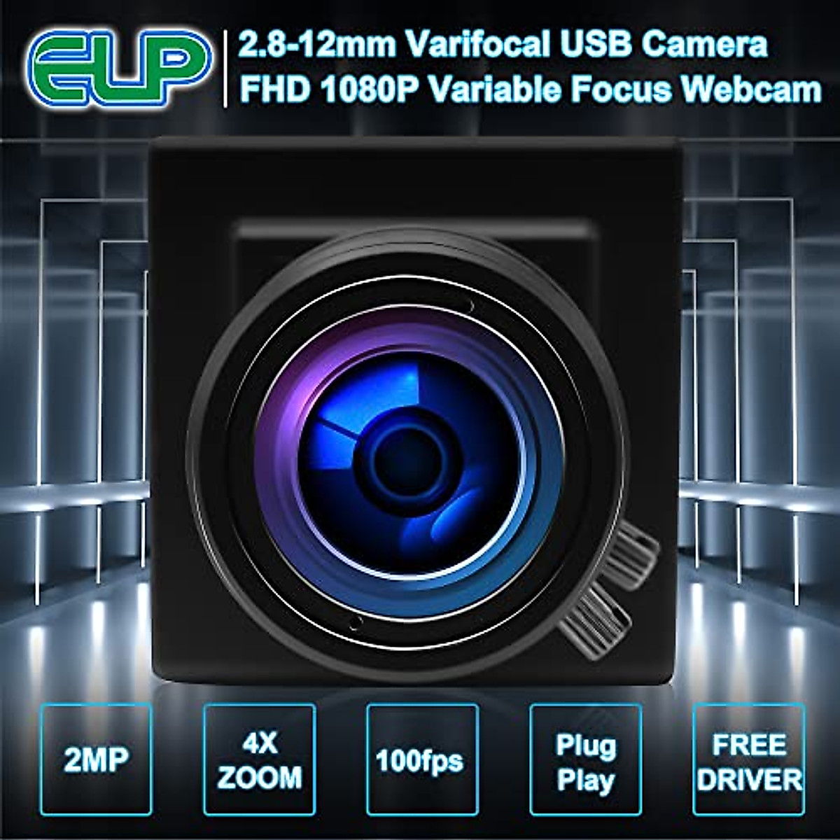 2.8-12mm Varifocal Lens Usb Camera High fps Full HD 1080p Web Camera with CMOS OV2710 Image Sensor,640X480@100fps USB2.0 Webcam Manual Zoom&Focus usb with Camera UVC for Use in Linux Windows Android