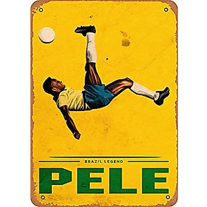 Ysirseu Pele Metal Tin Sign 8 x 12 in Sport Player Vintage Poster Man Cave Decorative