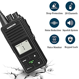 SAMCOM 3000mAh Two Way Radios Long Range Rechargeable High Power, Walkie Talkies for Adults Commercial Programmable Heavy Duty 2-Way Radios UHF Handheld Radios Walkie Talkies with Earpieces, 2 Packs