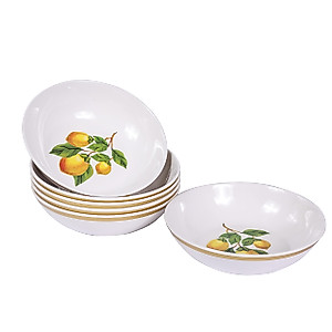 Salad Bowl - 6pcs Melamine Cereal Bowls for Daily Use,Soup Bowls,Durable and BPA Free, Dishwasher Safe, Lemon