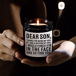 Son Gifts, Gifts for Son Adult, Birthday Gifts for Son from Mom Dad, Son Birthday Gift Ideas, Funny Fathers Day Valentines Day Christmas Graduation Gifts for Son - Sandalwood Scented Candles for Men
