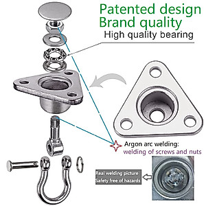 Dakzhou Stainless Steel Hanger with Smooth Swing Bearings, Heavy Duty 180°+360° Swivel Swing Hook, 1500 lb Capacity Playground Yoga Hammock Chair Rope, sandbag Porch Swing Bag Sleeve