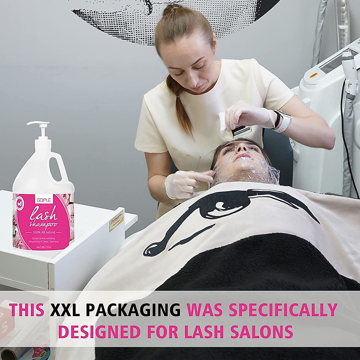 Lash Shampoo for Lash Extensions Eyelash Extension Cleanser, 3.98L Professional Eyelid Foaming Cleanser, Free Non-lrritating Wash for Extensions Lashes with Salon and Home Care, 20 Cleansing Brushes