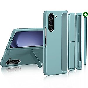 for Samsung Z Fold 5 Case with Pen, [Changable S Pen Holder & Kickstand ] [Support Wireless Charging] Z Fold 5 Case, Hard PC Shockproof Anti-Scratch Case for Samsung Galaxy Z Fold 5 (Ice Blue)