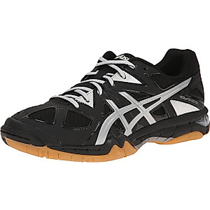 ASICS Women's Gel Tactic Volleyball Shoe, Black/Silver, 5.5 M US