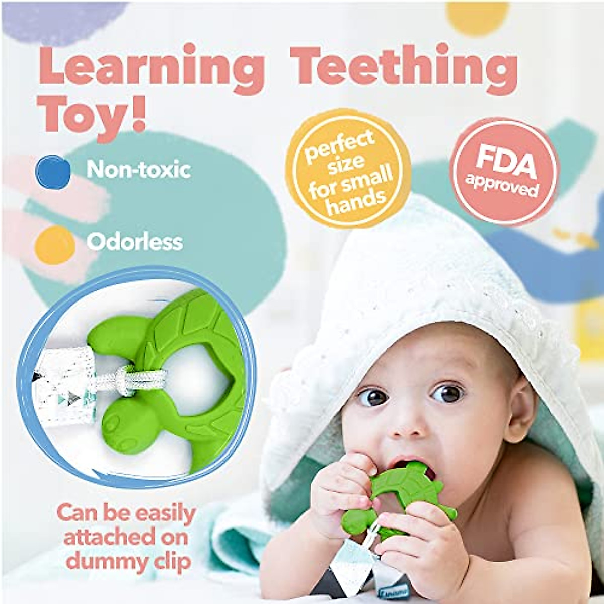 Liname 2 Pack Teething Mitten with Soothing Toy - Baby Chew Toy and Teething Glove- Infant Teething Mitten Crinkle Sound and Textured Silicone to Soothe Sore and Swollen Gums