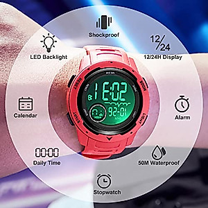 findtime Men's Digital Watch 50M Waterproof Tactical Watch Backlight Stopwatch Alarm 12/24H Sport Outdoor Wrist Mens Watch