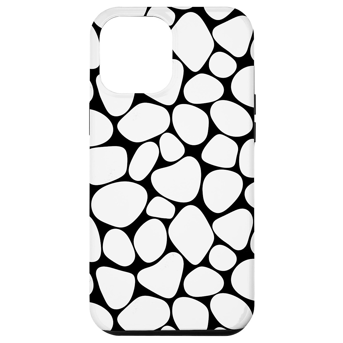 iPhone 12 Pro Max Black & White Pebble Pattern Decorative Rock Shapes Case