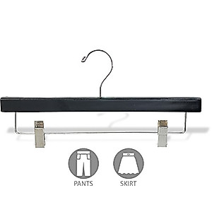 The Great American Hanger Company Wooden Bottom w/Clips, Black Finish with Chrome Hardware, Box of 25 by The American Company Standard Hanger, Large, Piece