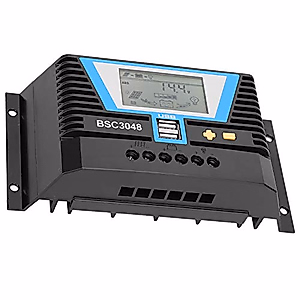 Walfront 40A Solar Charge Controller for Variety Batteries BSC3048 12V/24V/36V/48V Solar Panel Charge Controller Intelligent Regulator with 5V USB Port