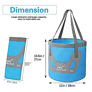 FYY Collapsible Bucket with Handle, Lightweight Folding Water Container 5 Gallon (20L) Portable Camping Folding Bucket for Fishing Outdoor Travelling Hiking Gardening