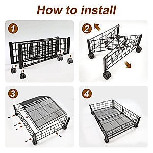 HoCorn Under Bed Storage with Wheels, Rolling Under Bed Shoe Storage Container, Under Bed Cart with Wheels, Underbed Storage with Sturdy Storage Bags & Clear Window & Thick Fabric, 2 Sets, (Black)