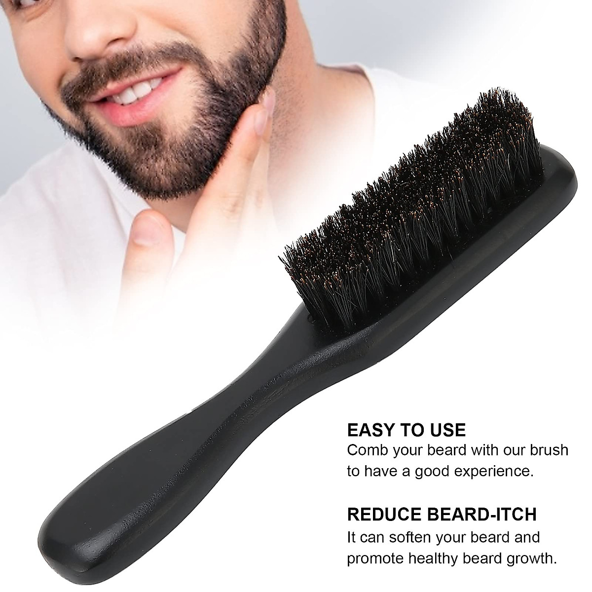 Beard Brush for Men, Mustache Brush, Mustache Comb, Beard Grooming Brush Beard Brush Hair Combs with Wooden Handle for Beards Moustaches Works with Beard Oil and Balm to Soften