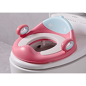 Potty Training Seat with Soft PU Cushion Handles Backrest Splash Guard for Toddlers Kids Boys Girls (pink)