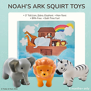 Tickle & Main Noahs Ark Toy Gift Set, 5-Piece Set Includes Book, Hooded Towel, & 3 Squirt Toys for Toddlers & Kids