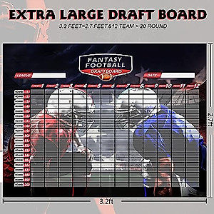 Fantasy Football Draft Board 2023-2024 Kit - 2023 Season XL Fantasy Football Draft Board 3.2 x 2.66 Feet- 500+ Player Stickers - 12 Team x 20 Rounds