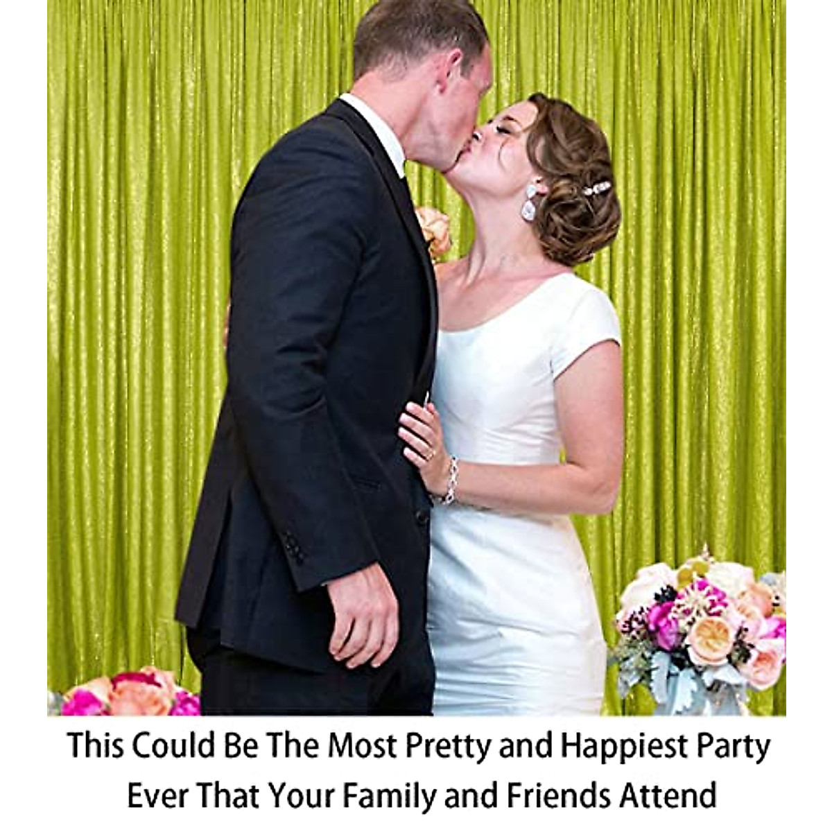 Lime Green Sequin Curtains 2 Panels 2FTx8FT Baby Shower Backdrop Glitter Backdrop Sequin Backdrop for Wedding