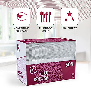 R-kay Plastic Knives 600 Pack - Medium Weight Plastic Silverware - Disposable Knives For All Gatherings - Premium White Plastic Knifes Disposable Cutlery - Bulk Plastic Utensils For All Gatherings