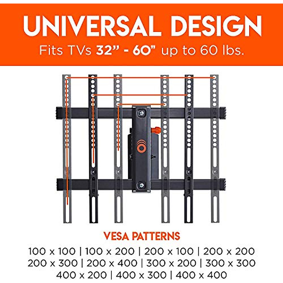 ECHOGEAR Swivel Full Motion TV Wall Mount for TVs Up to 60" - Smooth Extention, Tilt - Wall Template for Easy Install On 1 Stud - After Install Level & Hide Cables with Built-in Cable Management