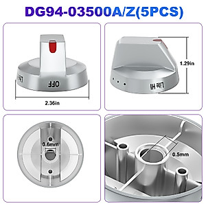 Upgrade DG94-03500U DG94-03500A/Z Samsung Knob for Samsung Gas Stove Knobs, Oven Knob Replacement Models NX60T8111SS NX60T8311SS NX60T8711SS/AA - 5 Pack
