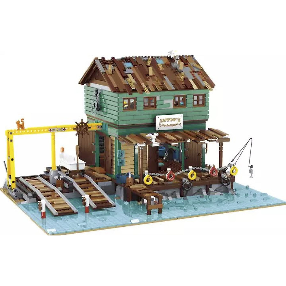 General Jim's Ship Repair Yard Fisherman's Harbor Town Series Street View Architecture 3281 Piece Detailed City Modular Building Block Bricks Model or Playset for Teens and Adults