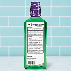 ACT Total Care Zero Alcohol Anticavity Fluoride Mouthwash 18 fl. oz. Kills Bad Breath Germs, Fresh Mint