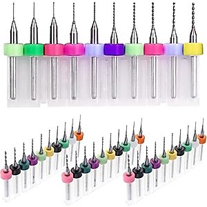 DKARDU PCB Drill Bits 0.1-1.0mm Mini Micro Carbide Spiral Flute Carbide Drill Bits Rotary Engraving Tool for PCB Circuit Board Jewelry CNC Board Power Engraving, 40 PCS