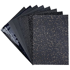 8 Pieces 8x12 Inch Faux Leather Sheets Black Fine Chunky Glitter Metallic Litchi Patent Holographic Embossing Skin Texture Fabric for Bows Earrings Making
