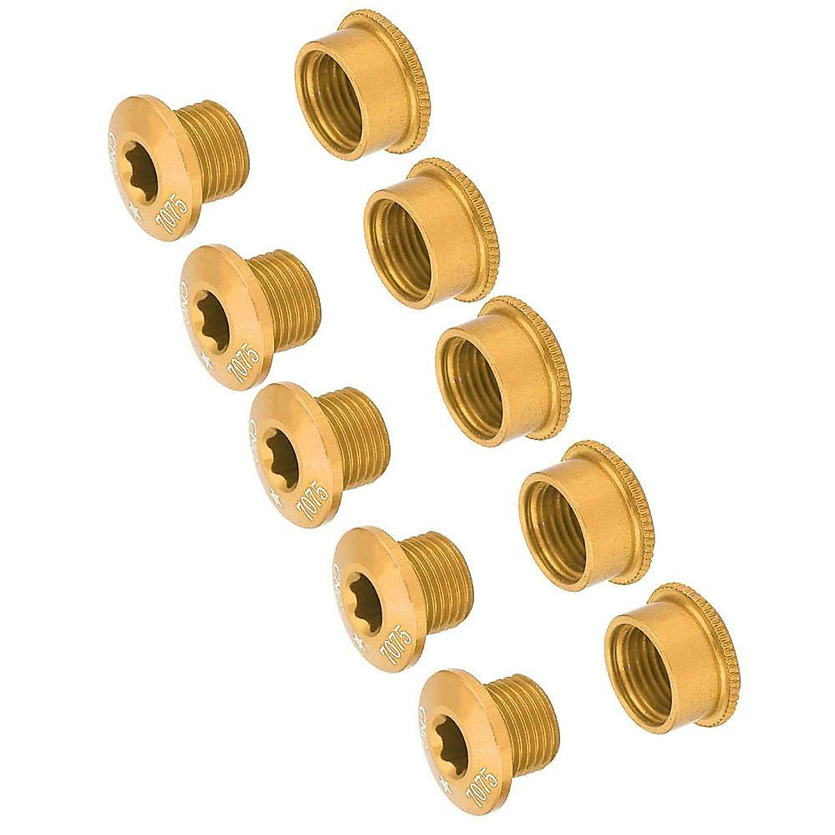 5Pcs Aluminum Alloy Chainring Bolt ycle Chainwheel Screws Mountain Road Bike Crankset Bolts for Single Double Triple Speed(Gold 5mm) Ycle Chainring Screws Bolt Double Bolts Single Speed crankset Bike