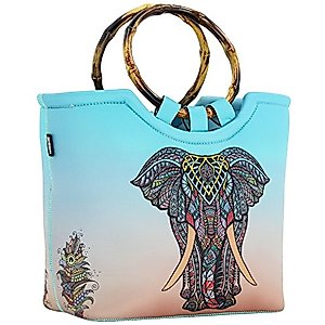 Lunch Bag Tote Bag by QOGiR - Large Reusable Insulated Neoprene lunch Bag with Inside Pocket (Elephant)