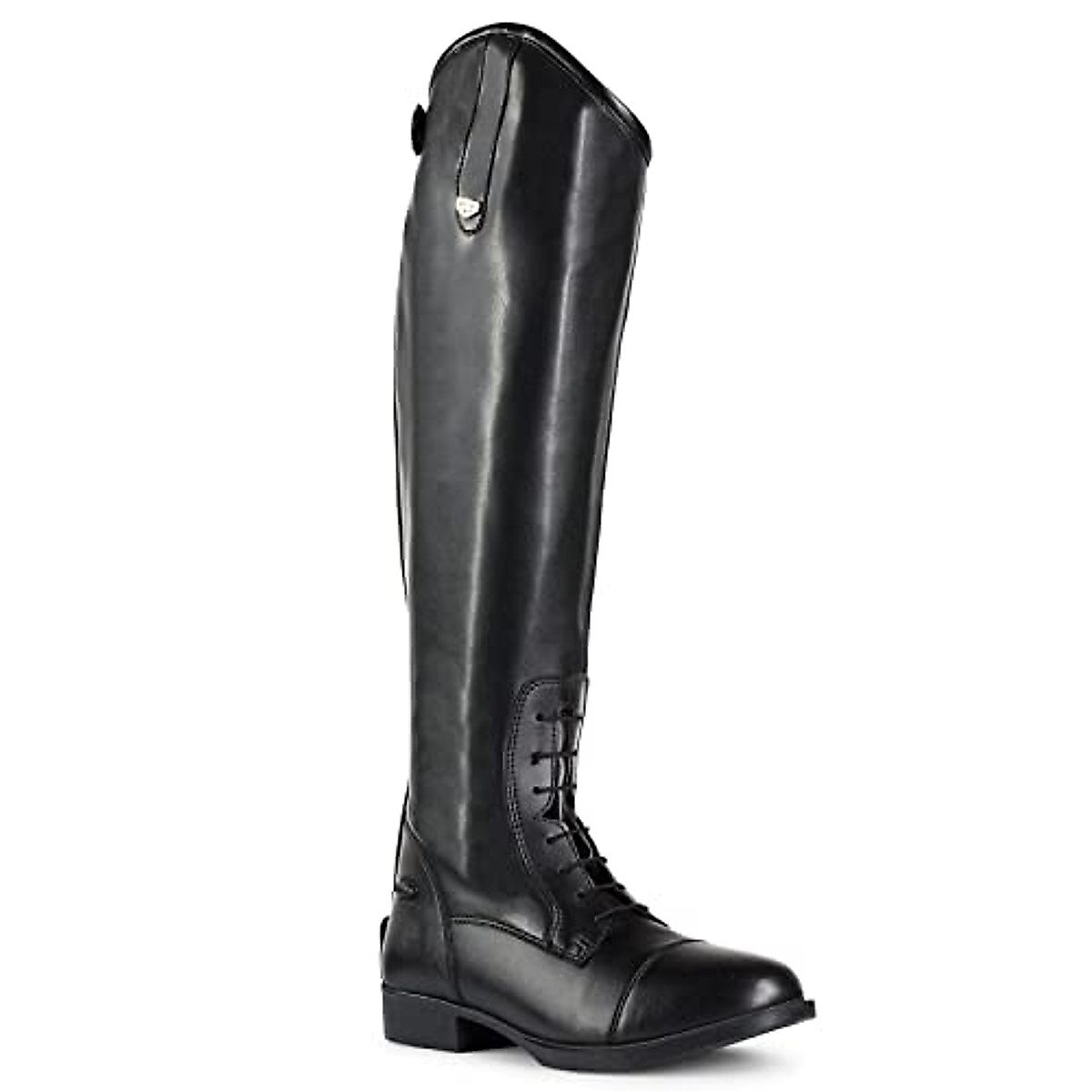 HORZE Women’s Rover Tall, Synthetic Leather, All-Weather, Water-Resistant, Comfortable Classic British Horse Riding Field Boots with Laces and Rear Zipper - Black 7.5 Medium