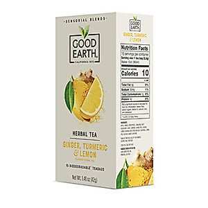 Good Earth Sensorial Blend All Natural Ginger, Turmeric and Lemon Herbal Tea, 15 Count (Pack of 5)